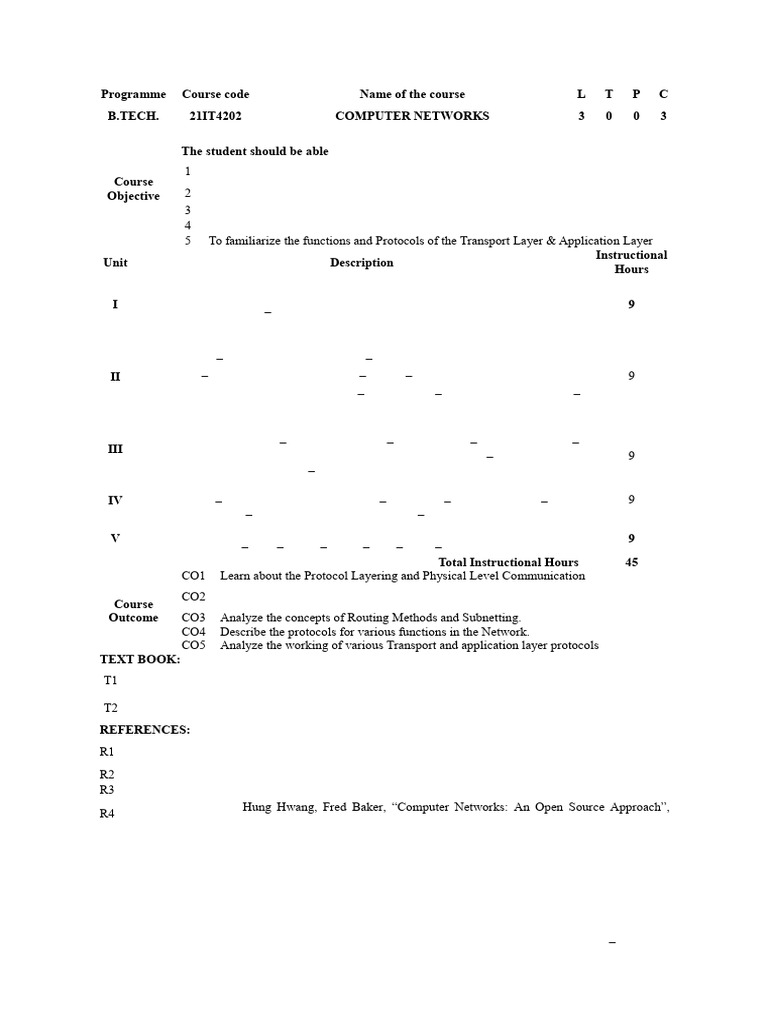 Cn Syllabus Pdf Computer Network Internet Protocols