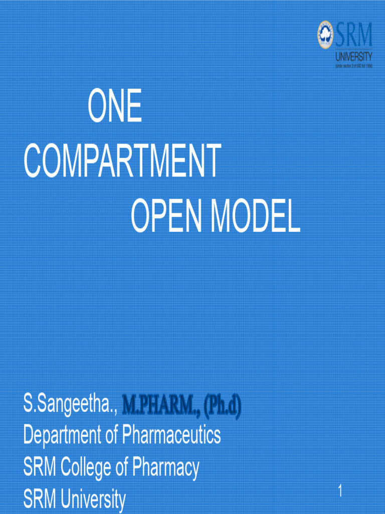 One Compartment Model | PDF | Pharmacokinetics | Intravenous Therapy