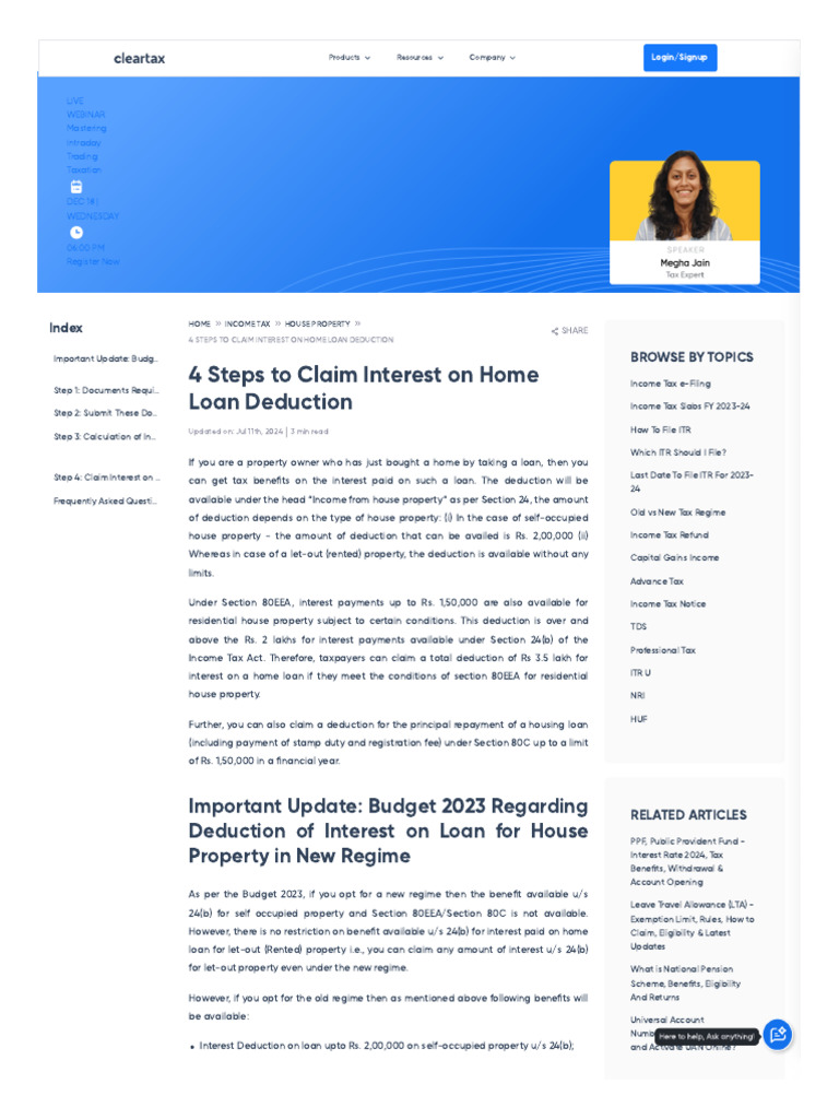 Cleartax in S Steps Claim Interest Home Loan Deduction | PDF | Tax ...