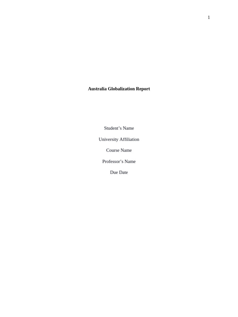 Australia Globalization Report | PDF | Immigration | Human Migration