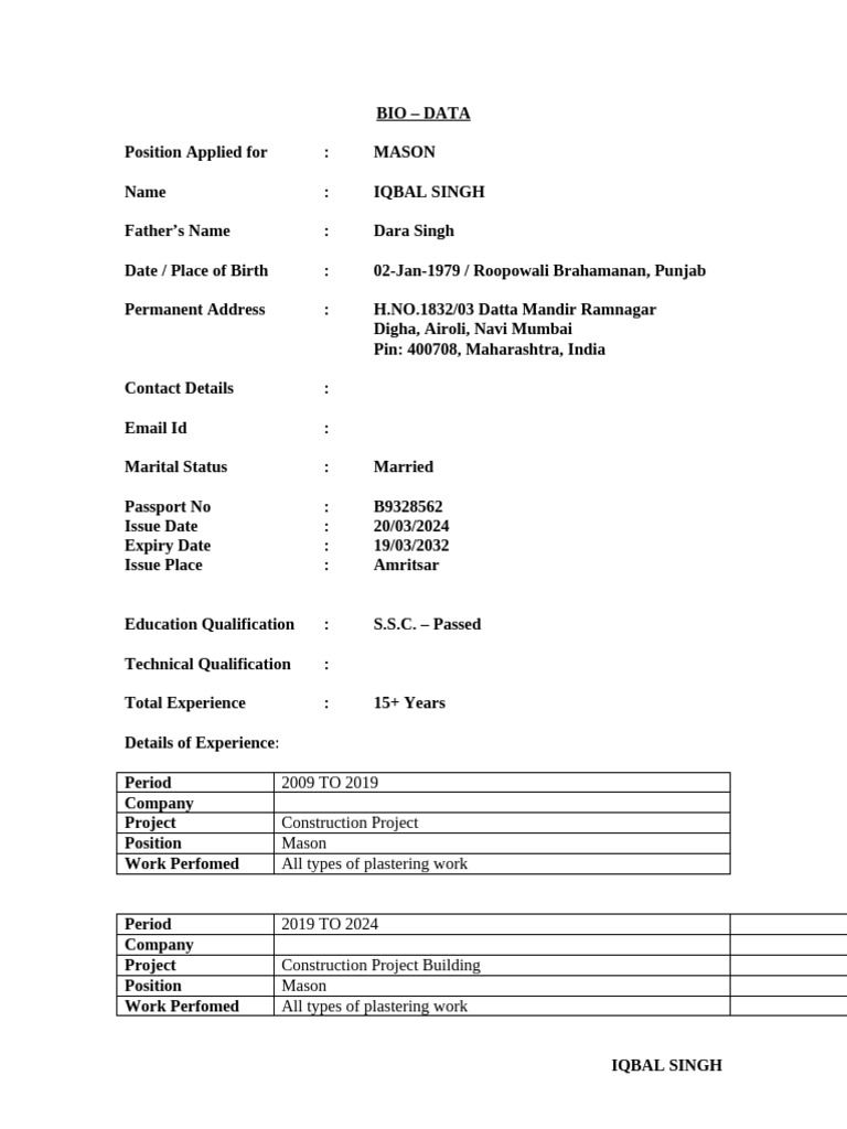 Singh Iqbal - CV | PDF
