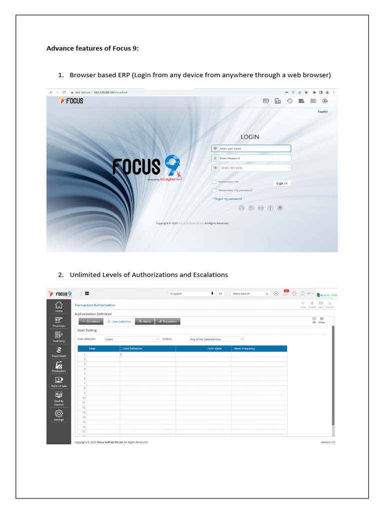 Advance Features of Focus 9 | PDF | Point Of Sale | Computing