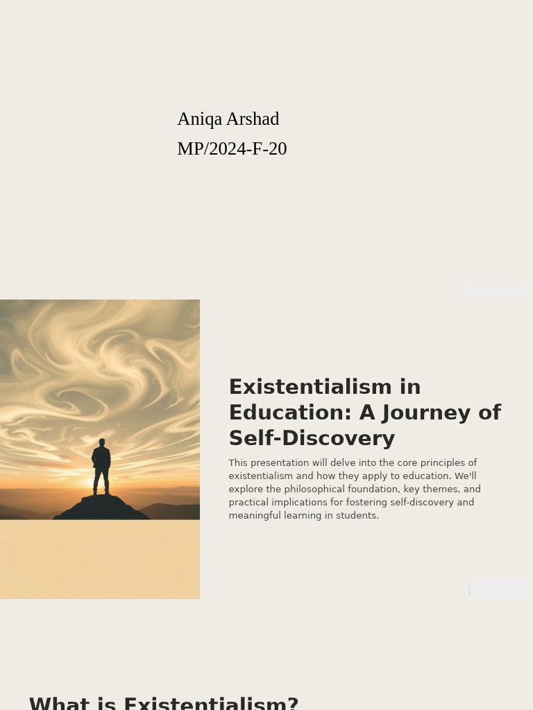 Existentialism in Education | PDF | Existentialism | Authenticity (Philosophy)