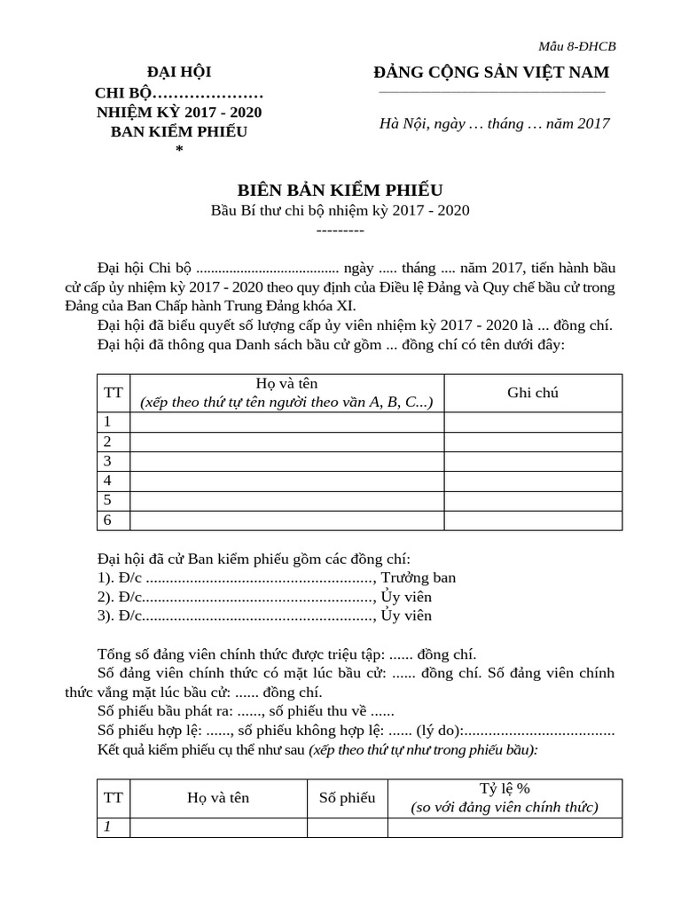 Mau+08 Bien+Ban+Kiem+Phieu | PDF