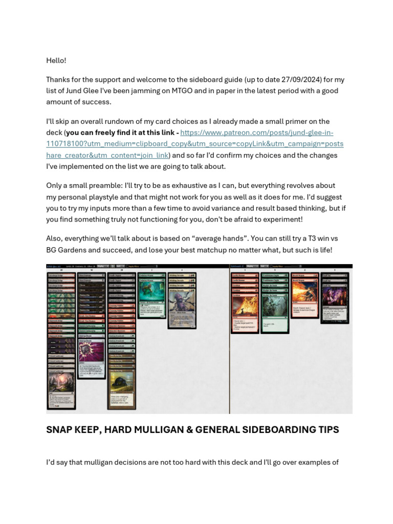 Jund Glee Sideboard Strategies Guide | PDF