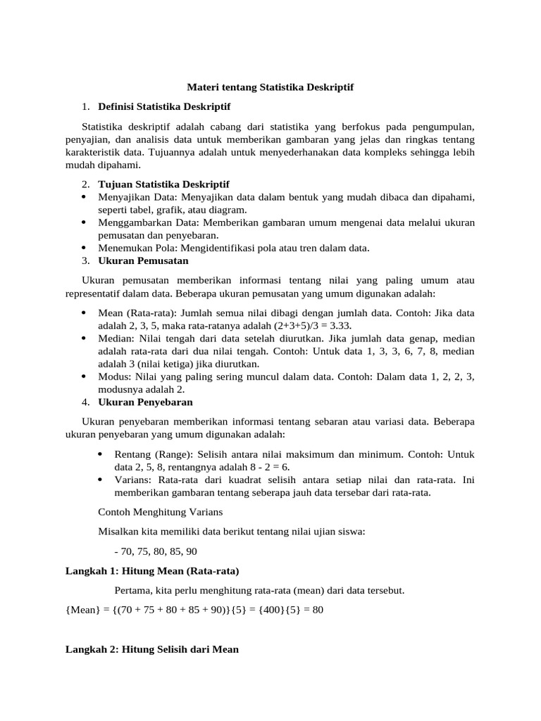 Panduan Lengkap Statistika Deskriptif | PDF