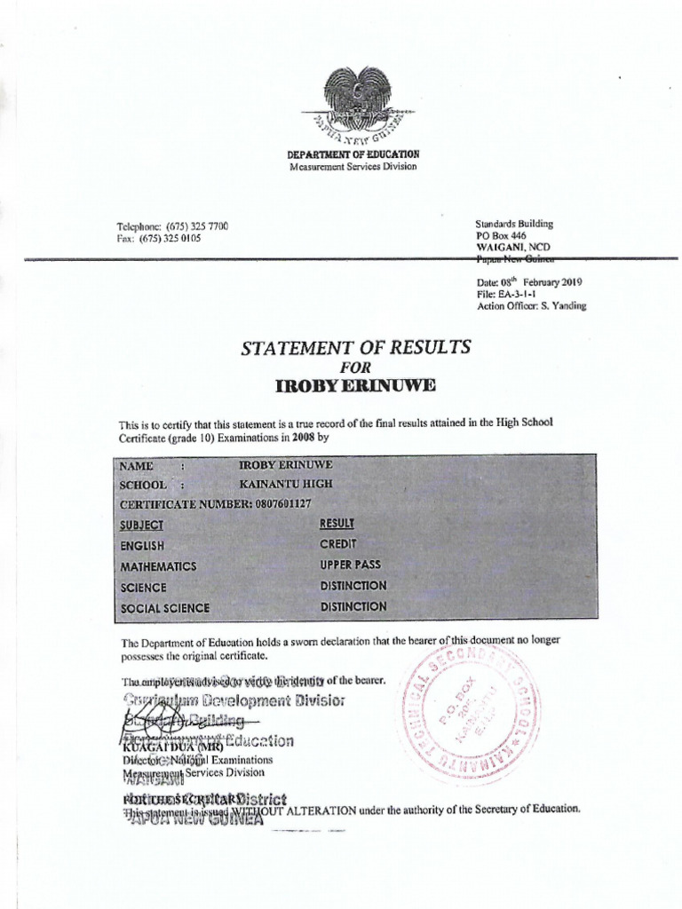 Stament of Result | PDF