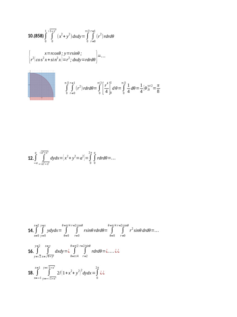 Examples about double integrals in Polar coordinates | PDF