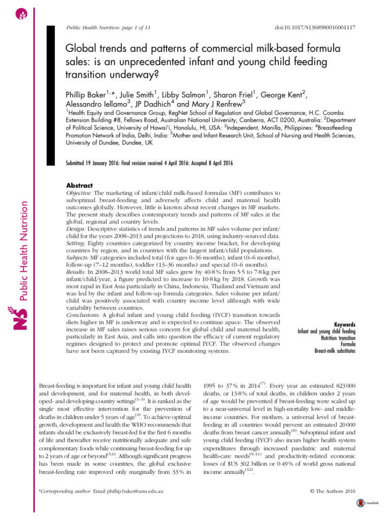 Global Formula Transition | PDF | Breastfeeding | Gross Domestic Product