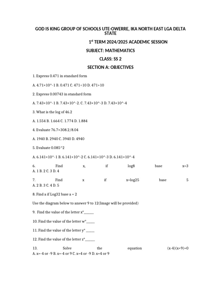SS 2 maths (1) | PDF | Significant Figures | Logarithm