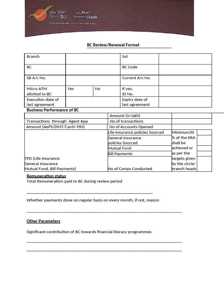 Annexure 13 - Review - Renewal of BC | PDF | Insurance | Financial Services