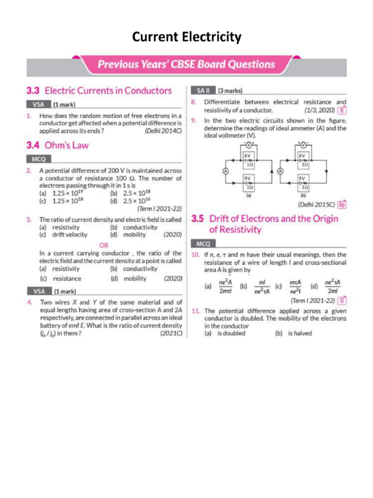 Current Electricity PYQ | PDF