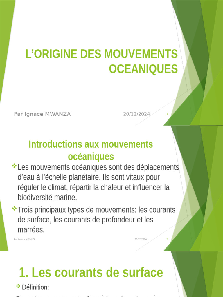 L’ORIGINE DES MOUVEMENTS OCEANIQUES | PDF | Océan | Océanographie physique
