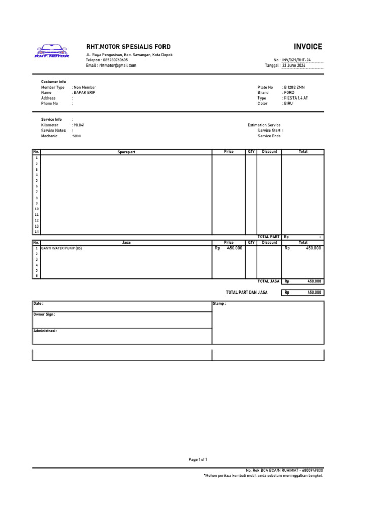 Invoice Pak Erip Juni | PDF