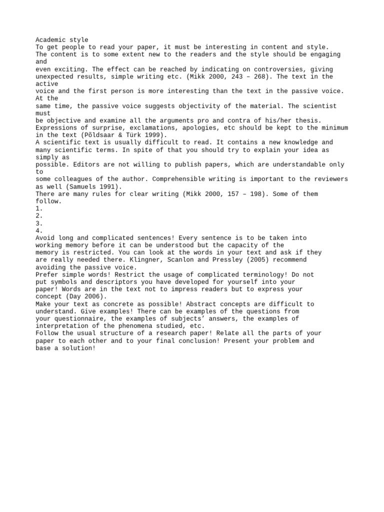 Academic Style | PDF