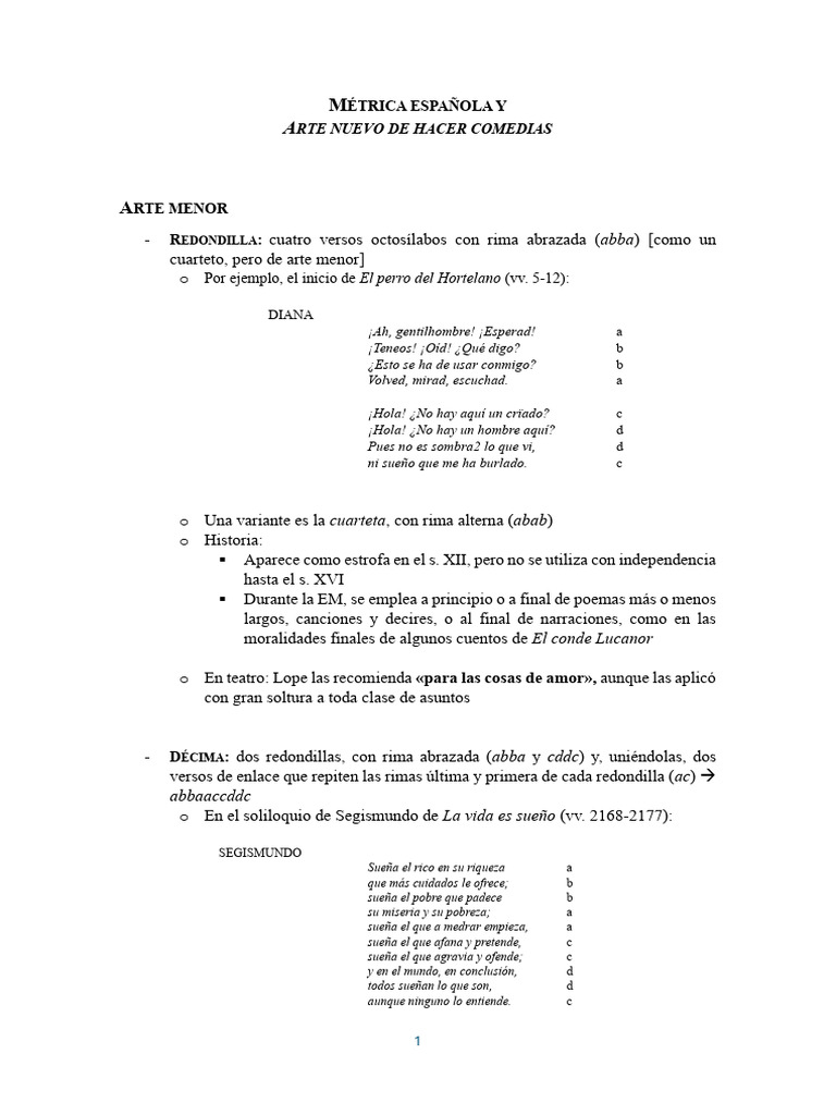 Métrica y Arte Nuevo | PDF | Metro (poesía) | Poética
