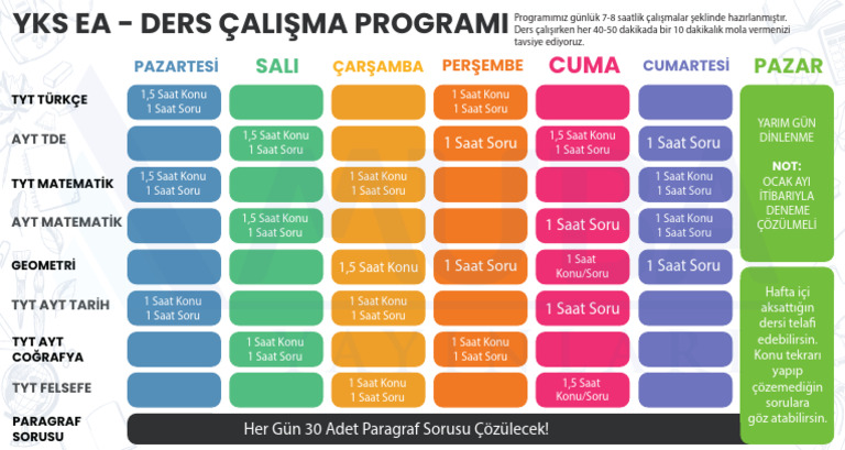 Ea Ders Calisma Programi | PDF