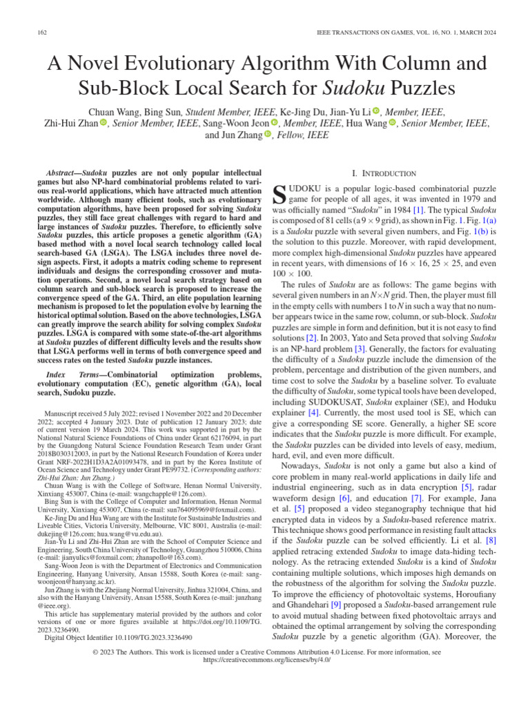 Sudoku Solving with Evolutionary Algorithm | PDF | Algorithms ...