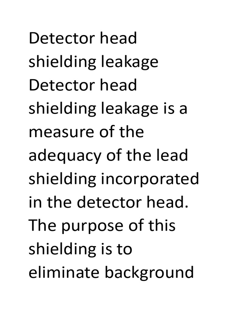 Detector Head Shielding Leakage | PDF