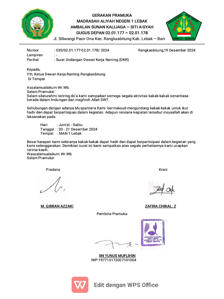 SURAT UNDANGAN DKR-1 | PDF