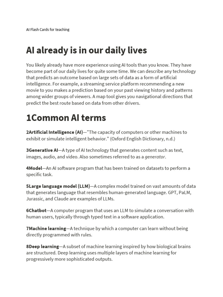 AI Flash Cards for teaching | PDF | Artificial Intelligence ...