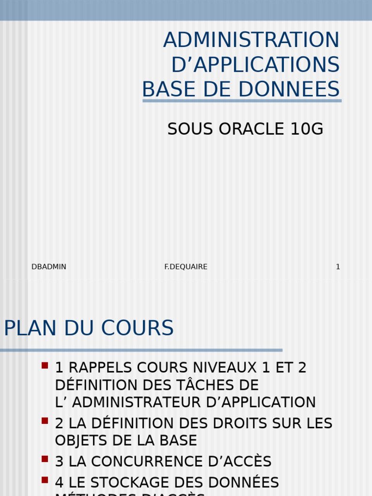 COURS1 | PDF | Base de données Oracle | SQL