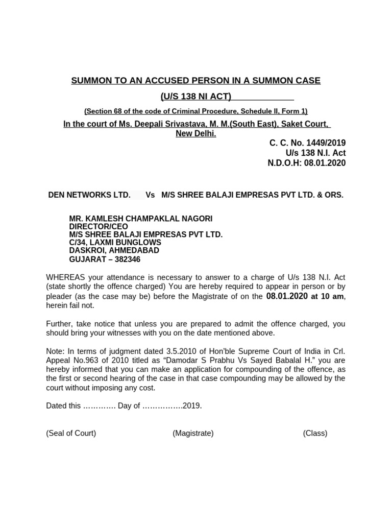 Summon 138 Format | PDF | Criminal Procedure In South Africa | Magistrate