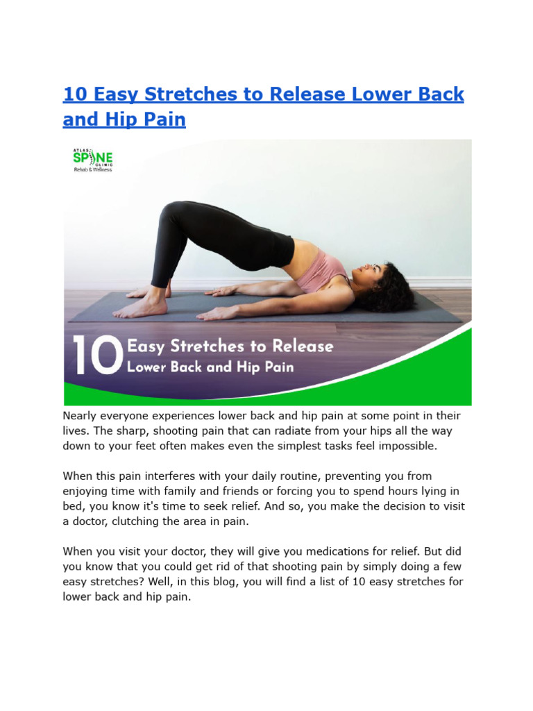 10 Easy Stretches To Release Lower Back and Hip Pain | PDF | Pain | Hip