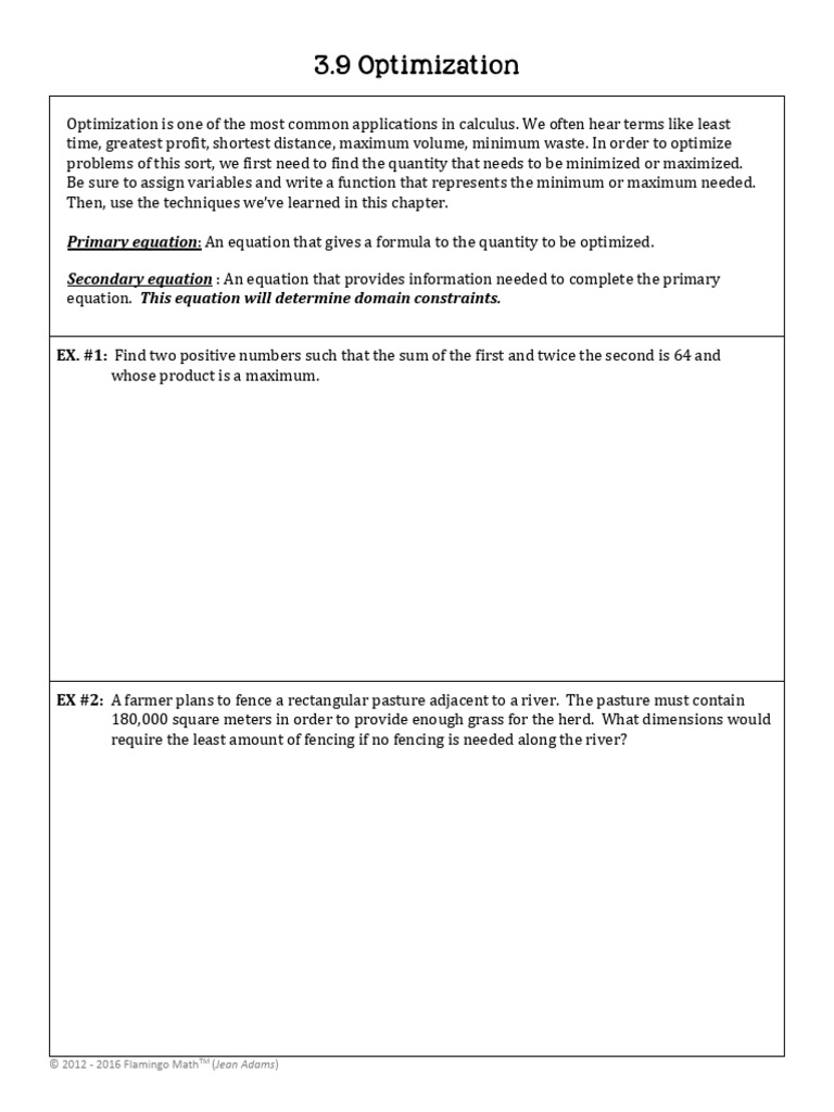 Calculus Optimization Problems | PDF