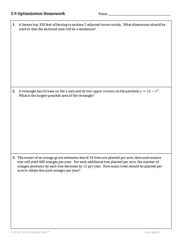 9_Optimization_HW | PDF | Area