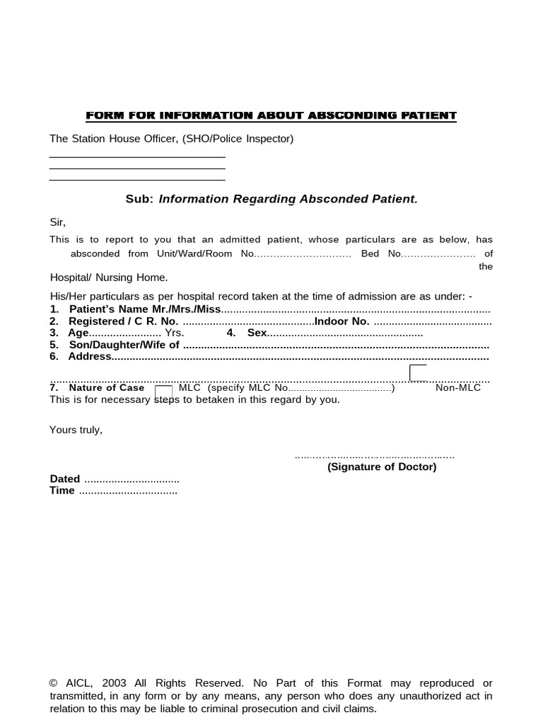 Absconding Patient | PDF