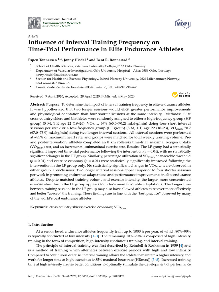 ijerph-17-03190 | PDF | High Intensity Interval Training | Heart Rate