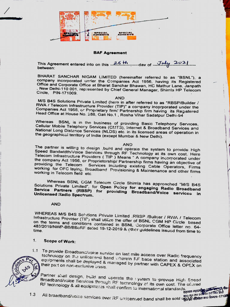 BAF Agreement B4S | PDF