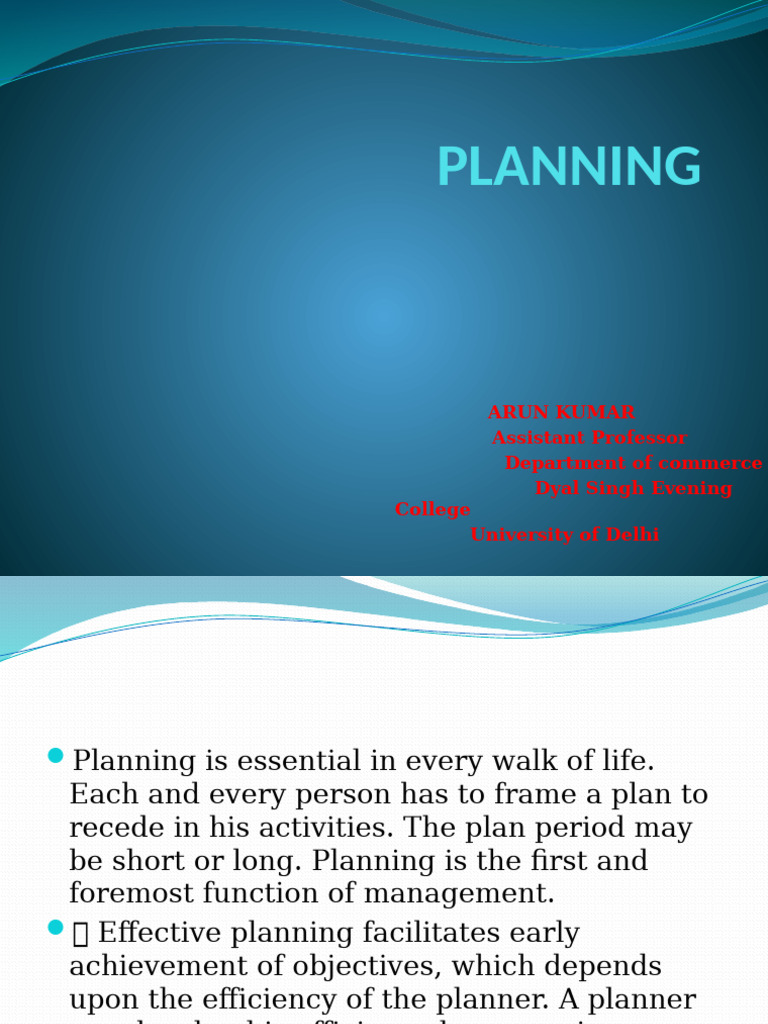 PLANNING | PDF | Strategic Planning | Goal