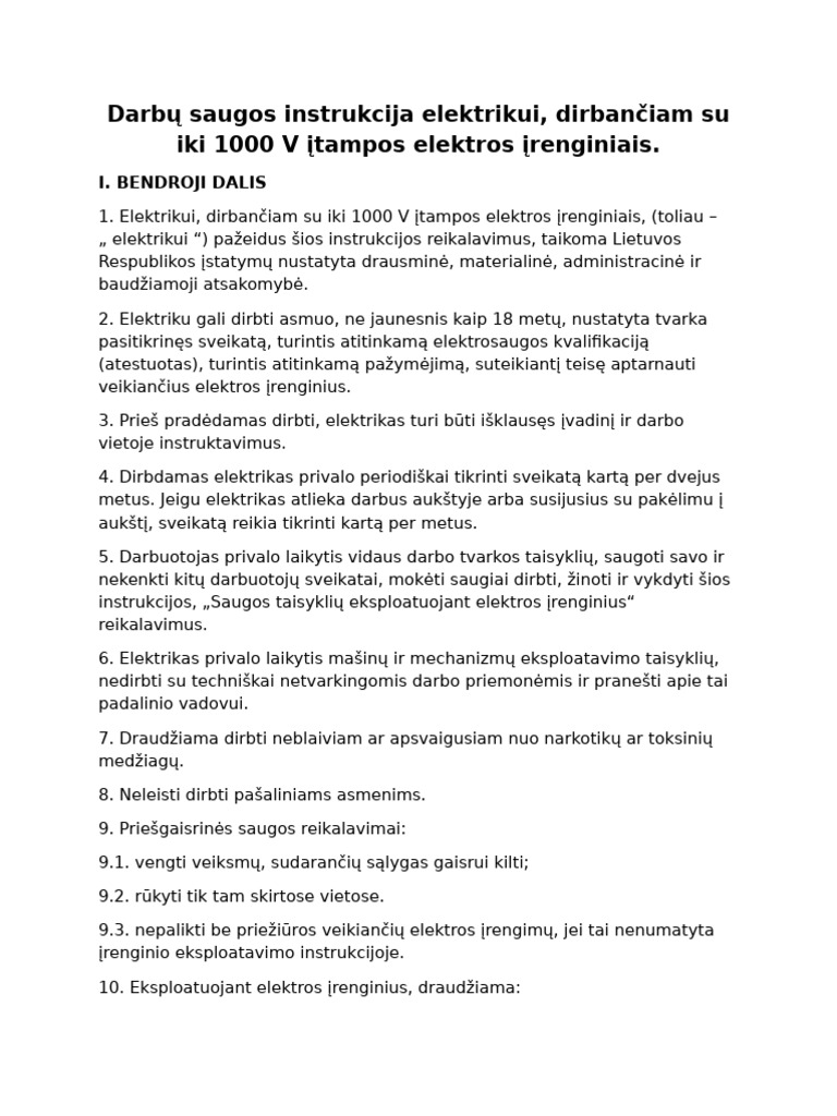 Darbų Saugos Instrukcija | PDF