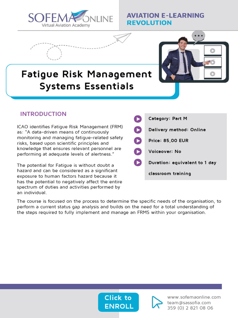 Training Alert SOL Fatigue Risk Management Systems Essentials | PDF | Risk Management | Risk
