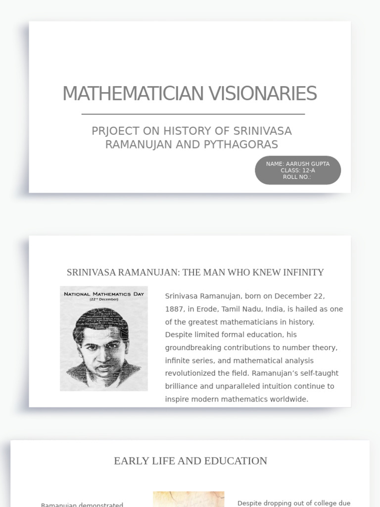 Math Legends: Ramanujan & Pythagoras | PDF | Pythagoras | Mathematics