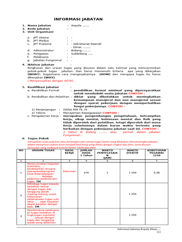 Contoh Anjab Eselon IV | PDF