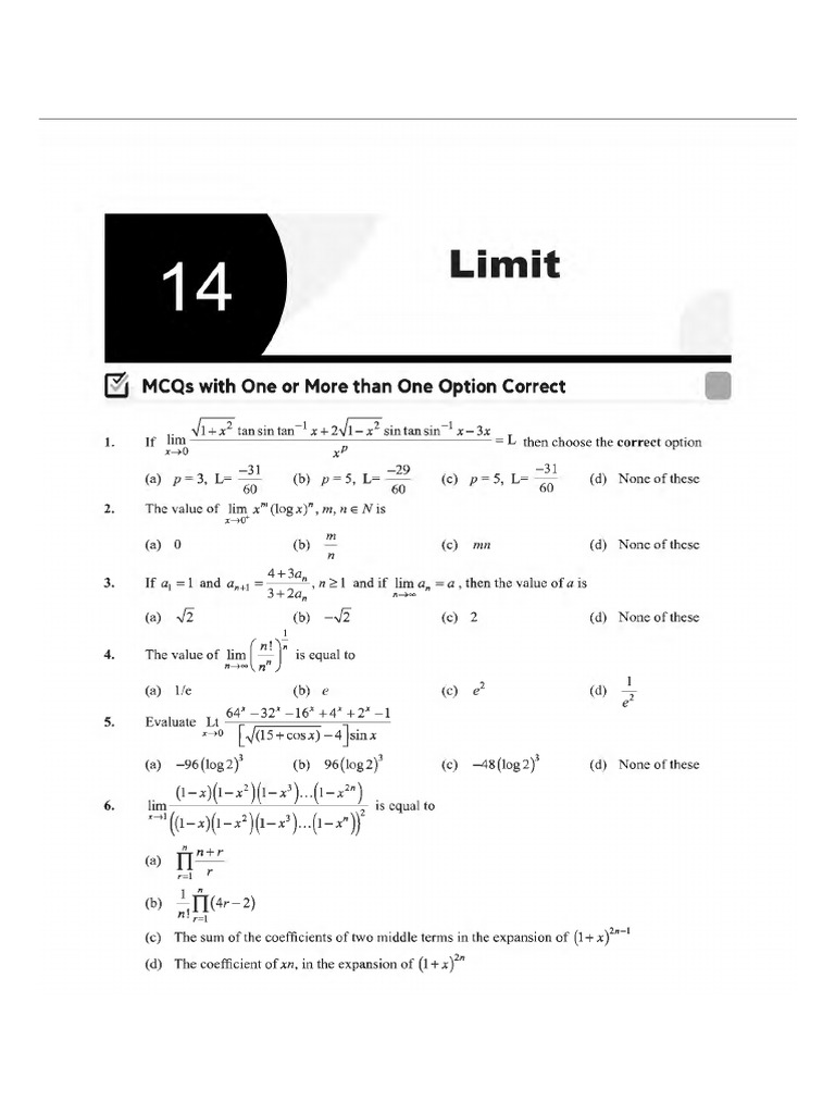Limits Continuity Differentiability Questions Pdf Function Mathematics Functions And
