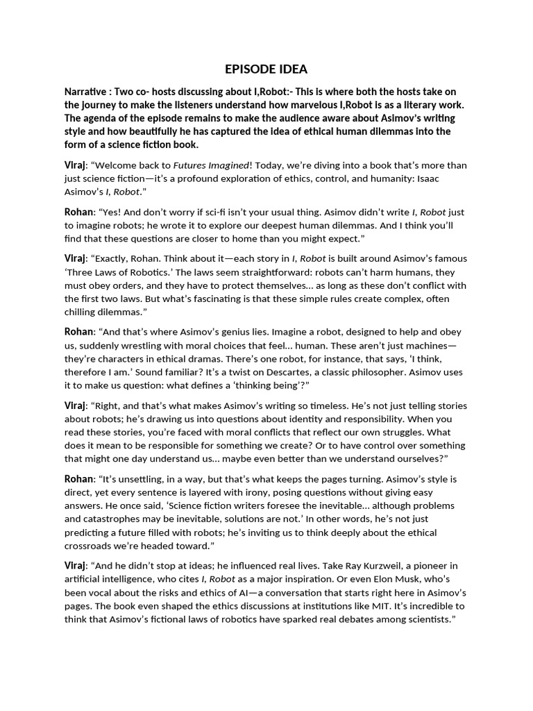 EPISODE IDEA | PDF | Artificial Intelligence | Intelligence (AI ...