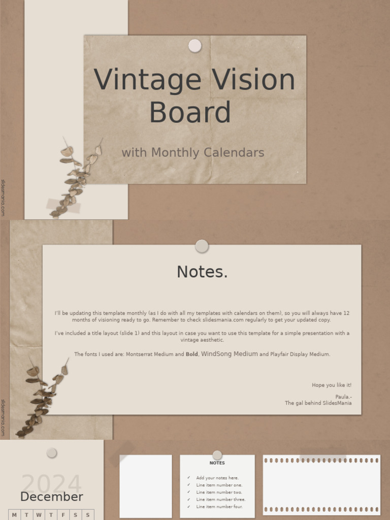 Vintage Vision Board Template 2024 | PDF | Human Communication ...