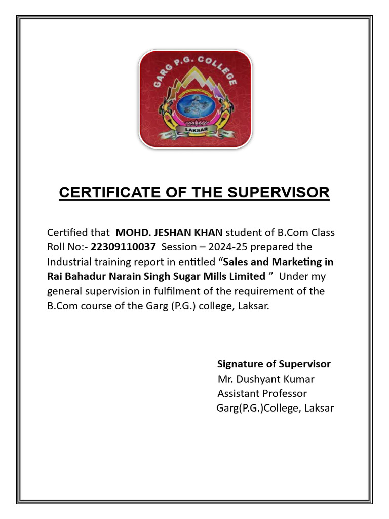 Supervisor Letter | PDF
