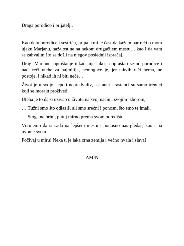 Oproštajni Govor | PDF