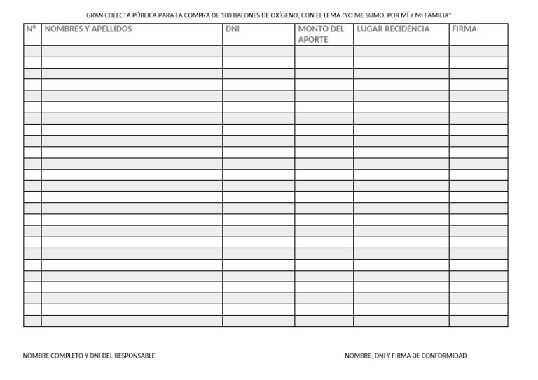 Formato Colecta | PDF