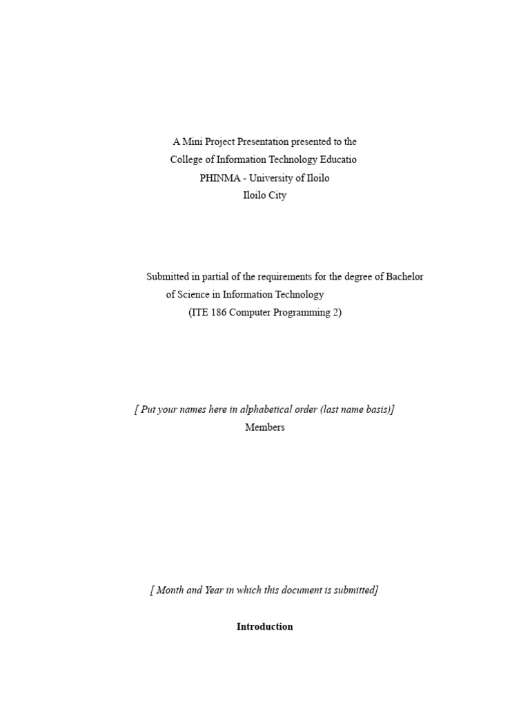 Ite 186 Final Presentation Document Pdf Scope Computer Science