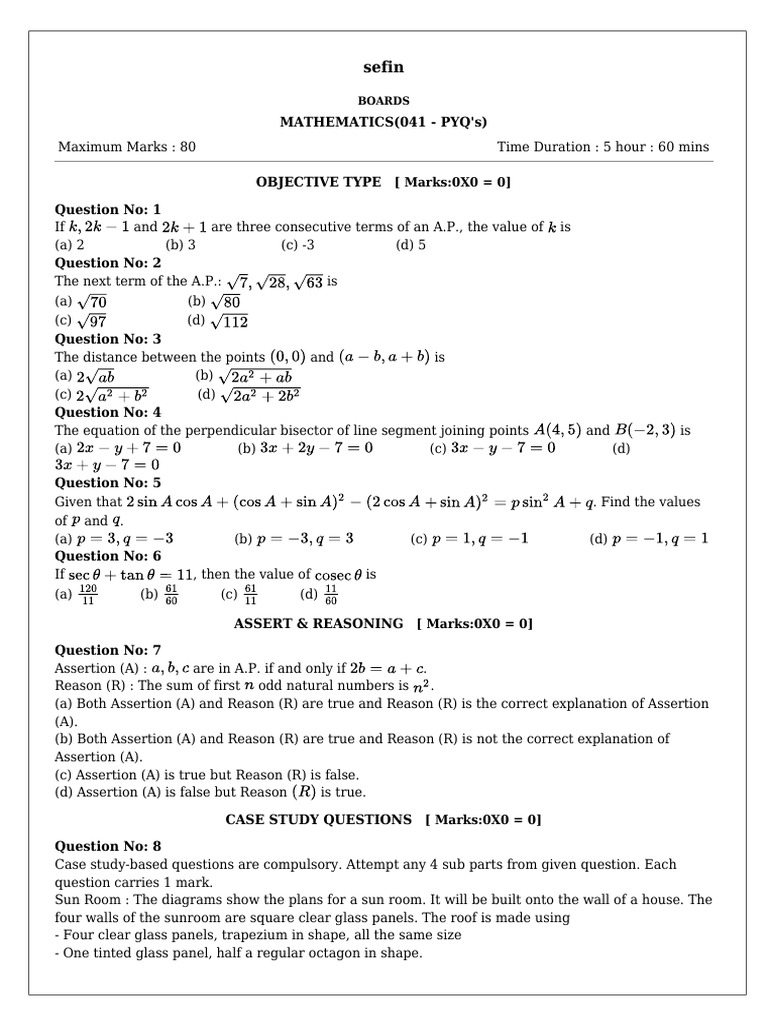 MATHEMATICS(041 - PYQ's)[18_11_2024] | PDF | Circle | Triangle
