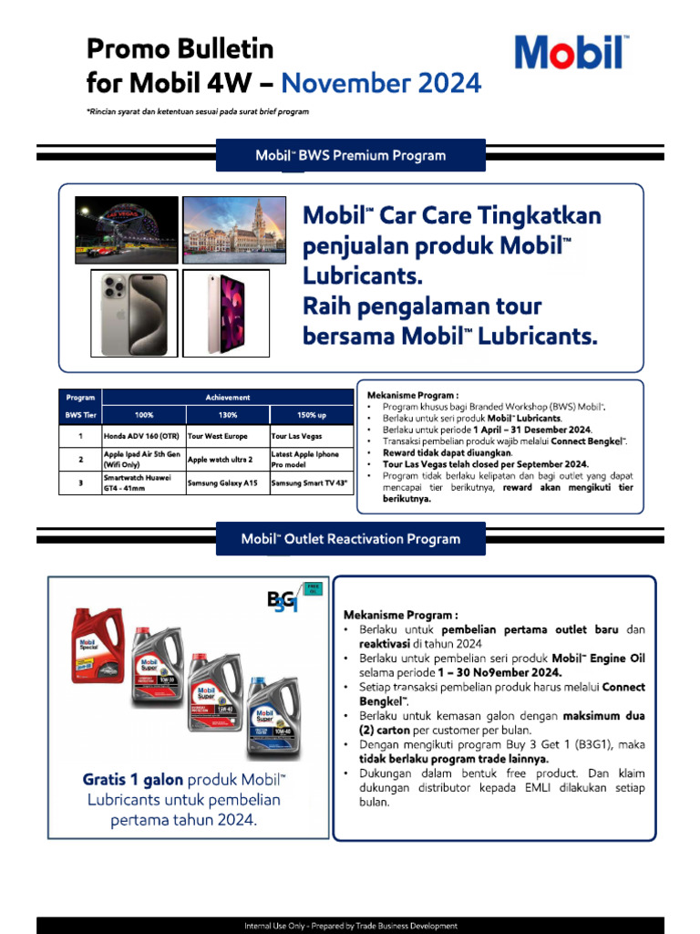 Promo Bulletin - Mobil 4W Trade Program - November 2024 | PDF