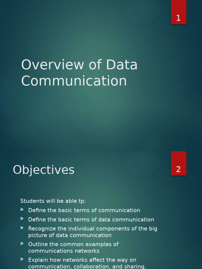 01-Overview of Data Comm | PDF | Computer Network | Network Topology