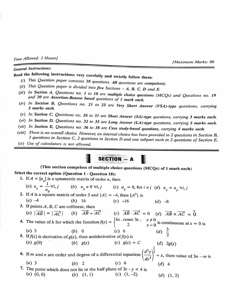 +2 Maths CBSE Model Paper | PDF | Sphere | Geometry