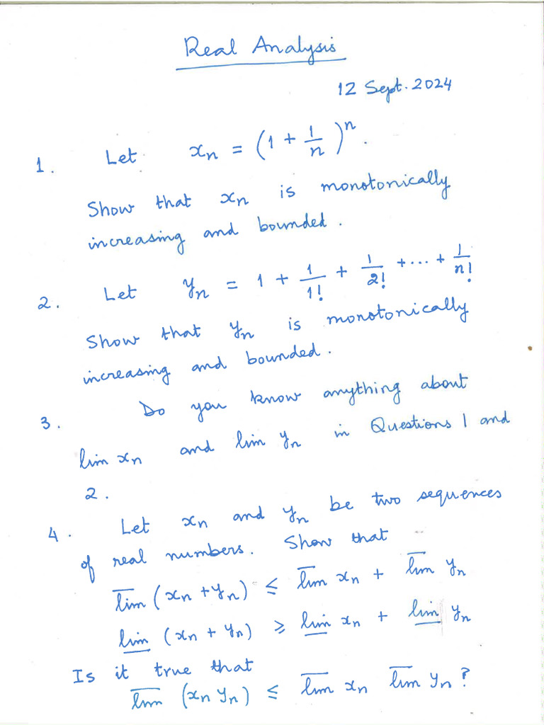 Problem Sheet 3 - Real Analysis | PDF